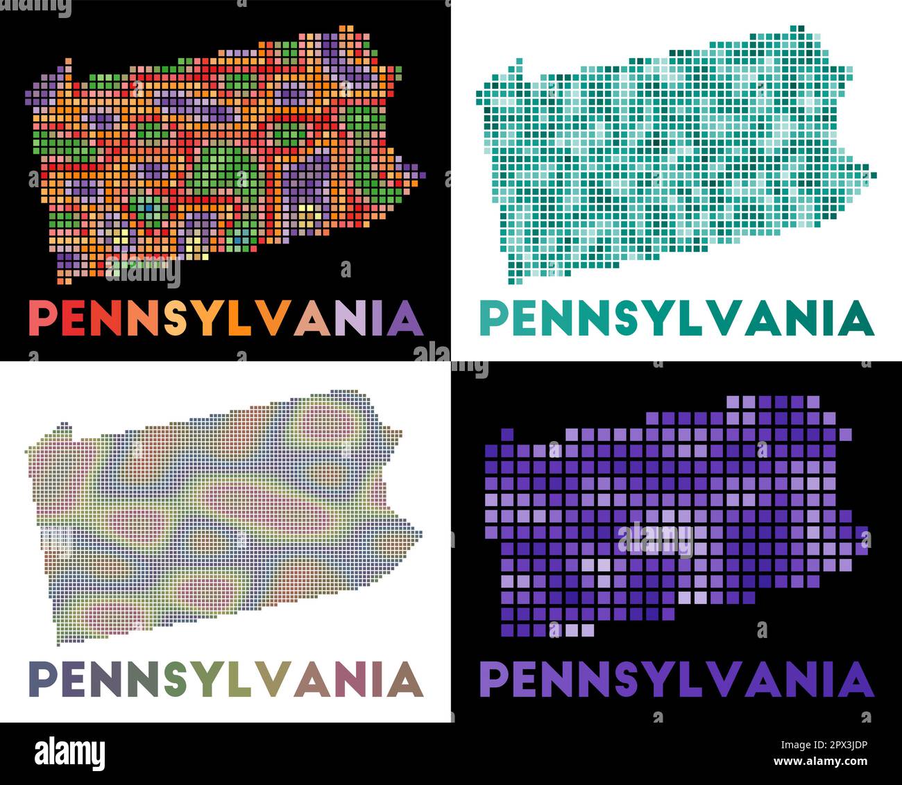 Pennsylvania map. Collection of maps of Pennsylvania in dotted style ...