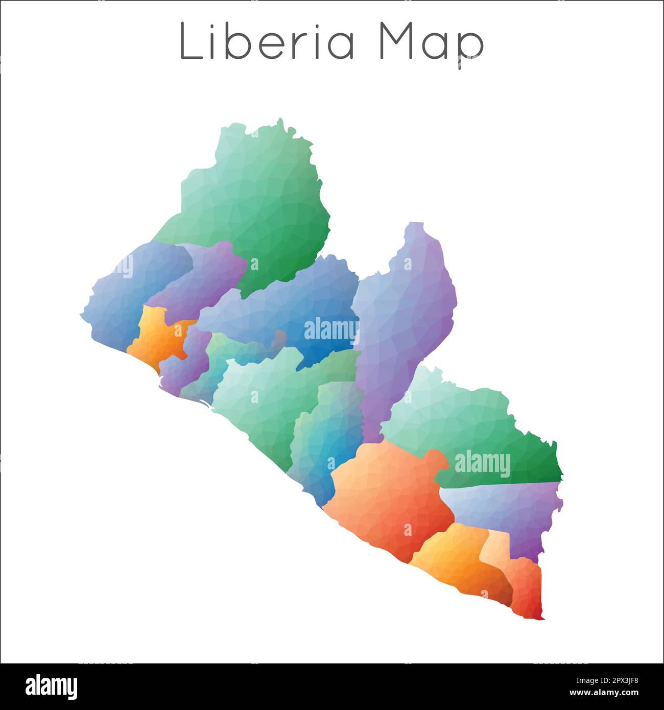 Low poly map of Liberia. Liberia geometric polygonal, mosaic style map ...