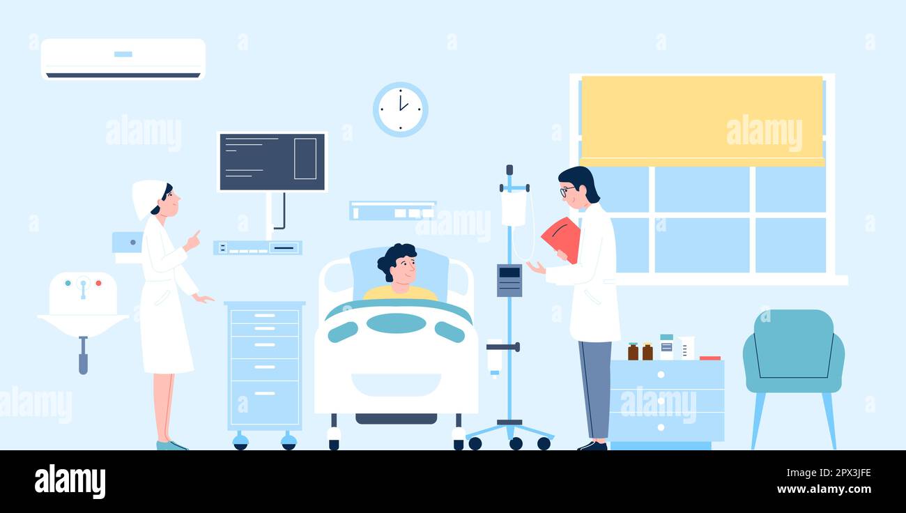 Hospital room inside interior, patient and doctors. Ambulance ...