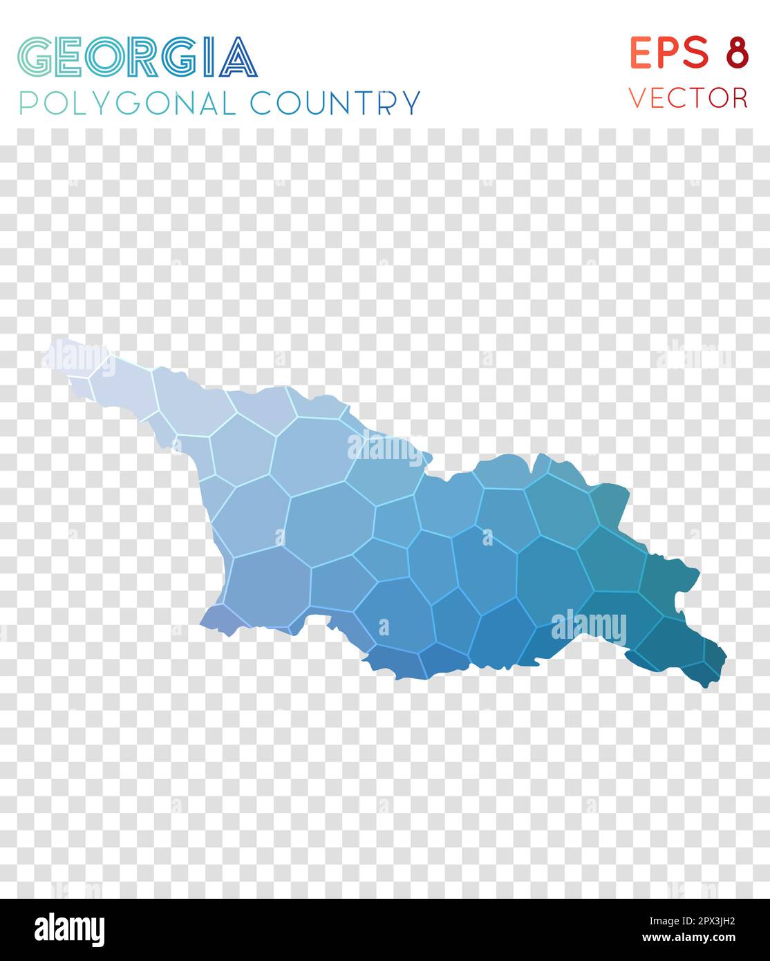 Georgia polygonal map, mosaic style country. Gorgeous low poly style ...