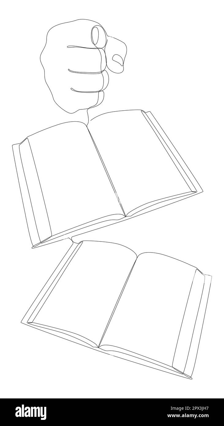 One Continuous Line Of Hand With Multiple Books Thin Line Illustration Vector Concept Contour