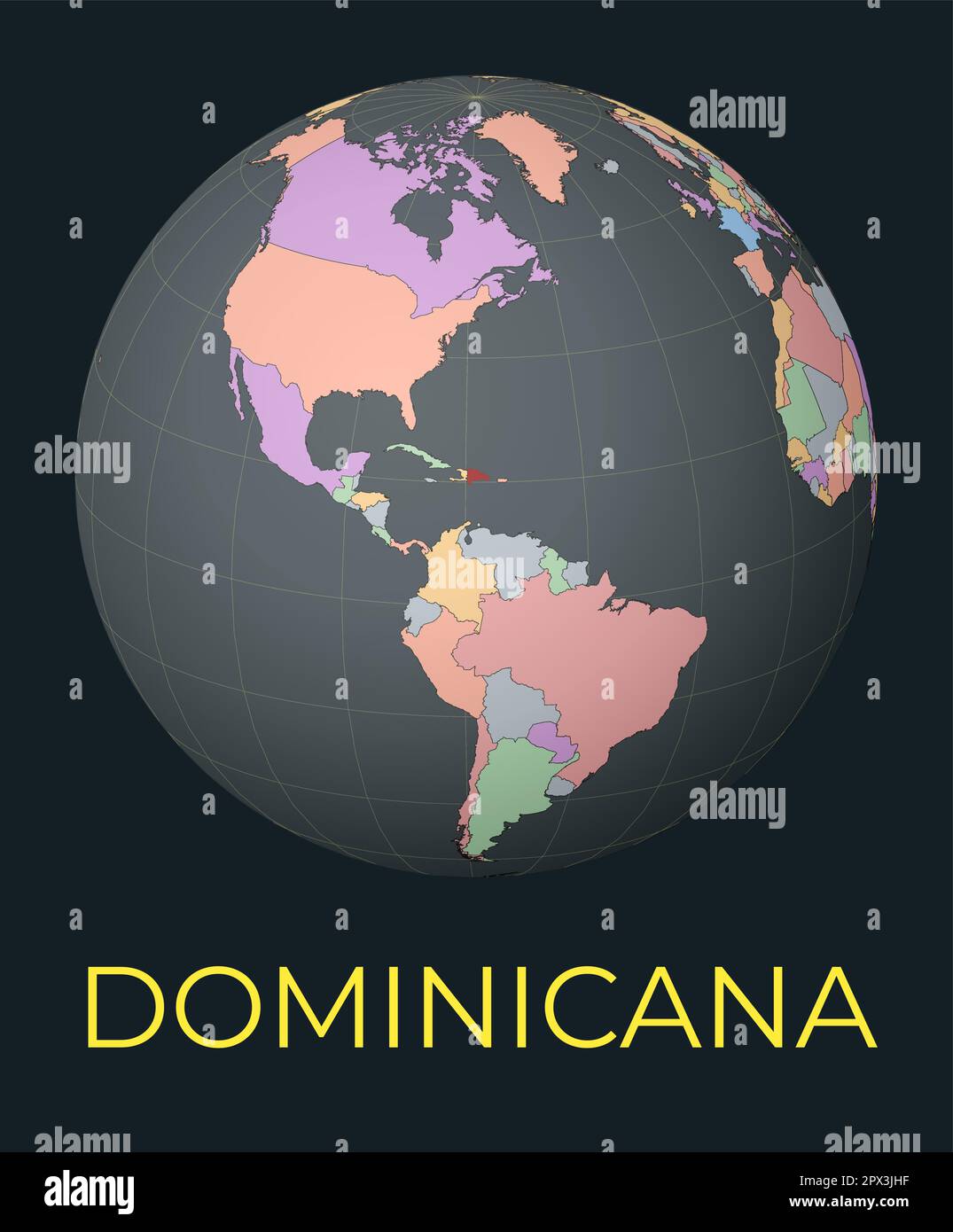 Dominican Republic Highlighted With World Map Dominican Republic