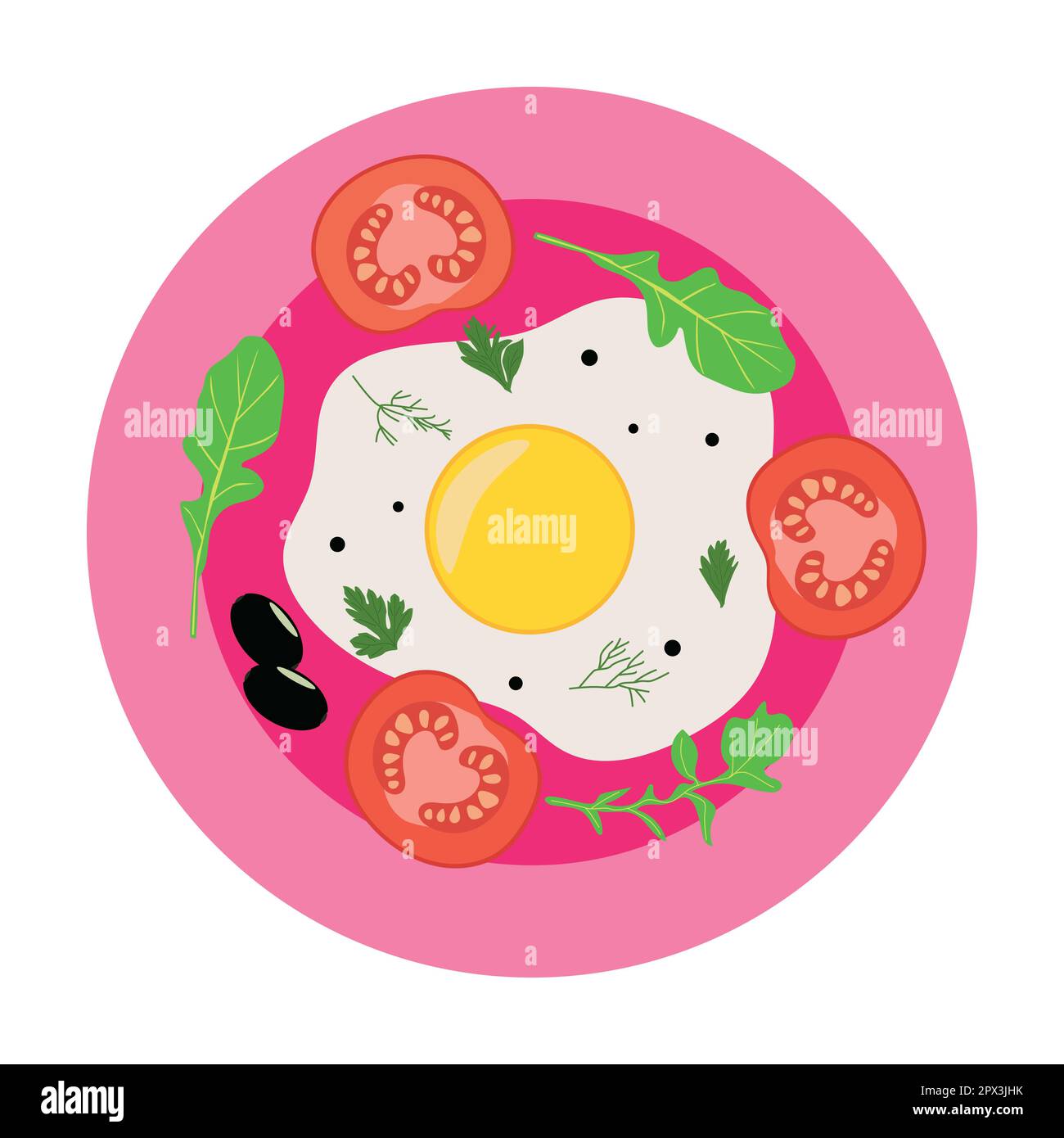 Delicious healthy breakfast - egg with tomatoes and herbs on a plate ...