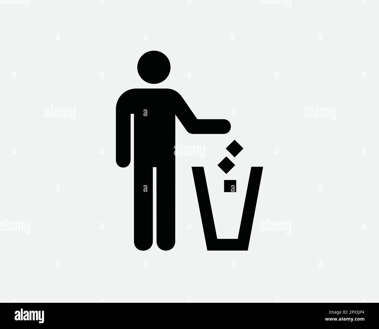 Throw Trash in Bin Icon. Garbage Rubbish Waste Litter Recycle Please ...