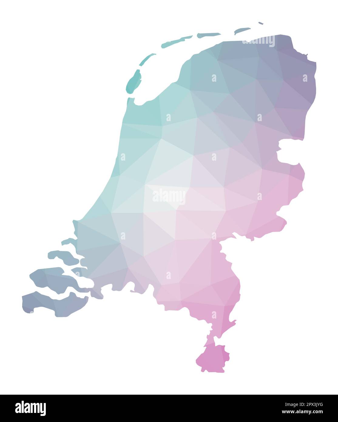 Polygonal map of Netherlands. Geometric illustration of the country in ...