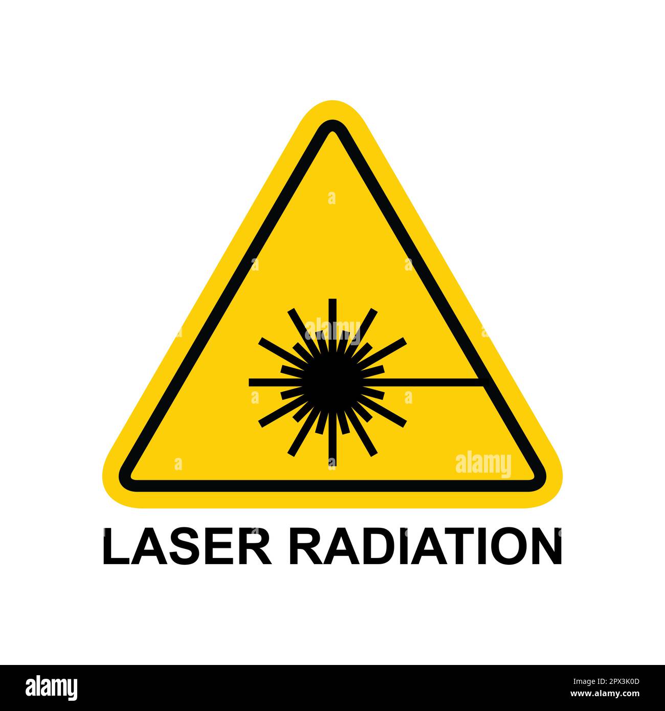 Laser radiation danger label icon, safety protection information symbol ...