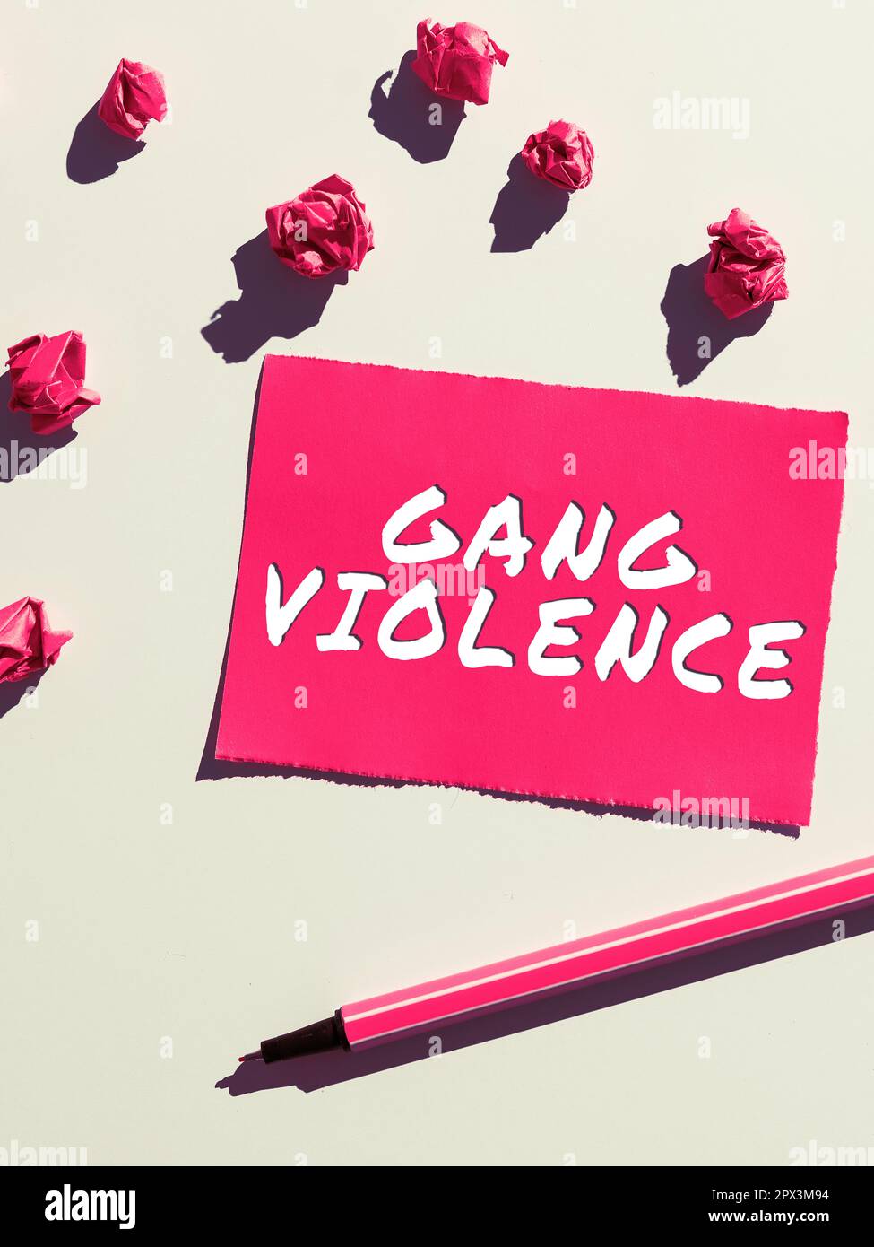 Hand writing sign Gang Violence, Word Written on infringement of the ...