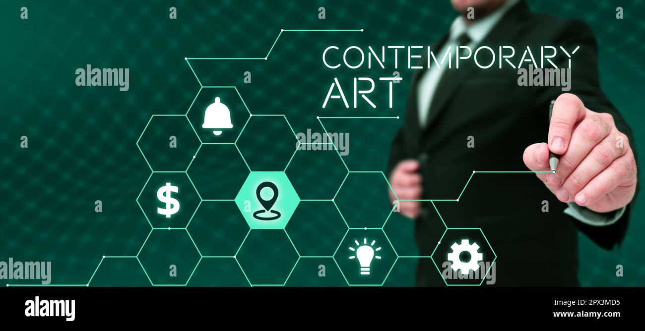 Text showing inspiration Contemporary Art, Internet Concept made today ...