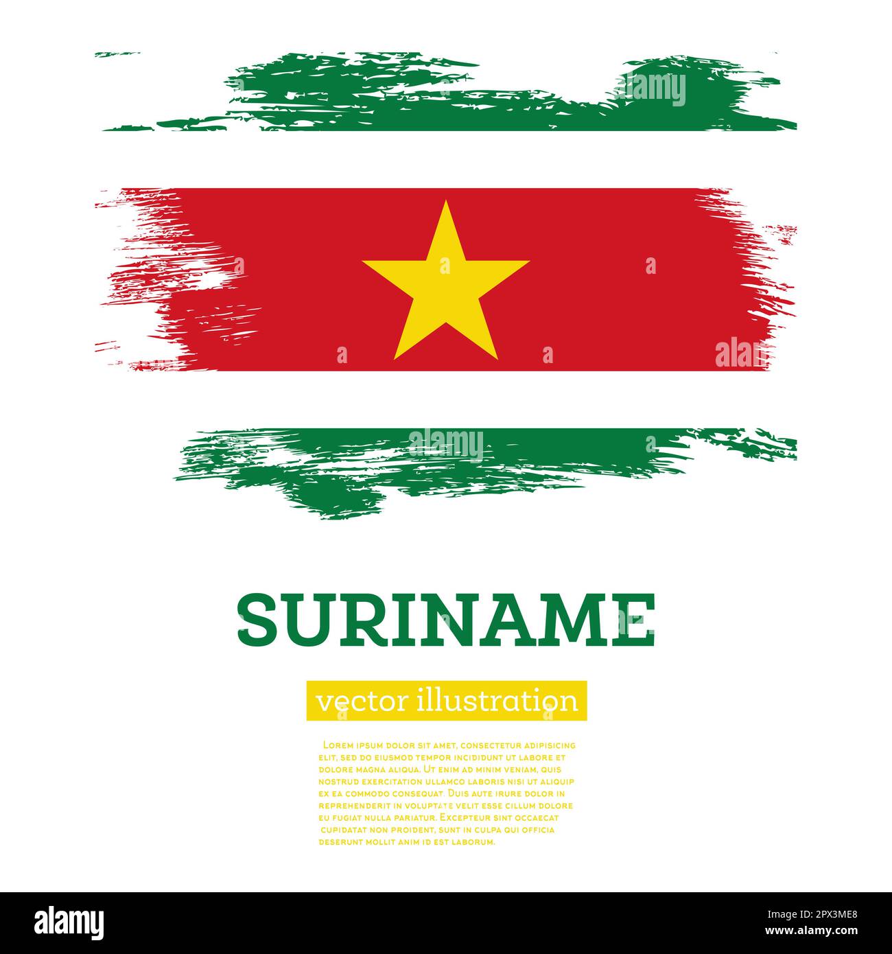 Suriname Flag with Brush Strokes. Vector Illustration. Independence Day Stock Vector Image & Art ...