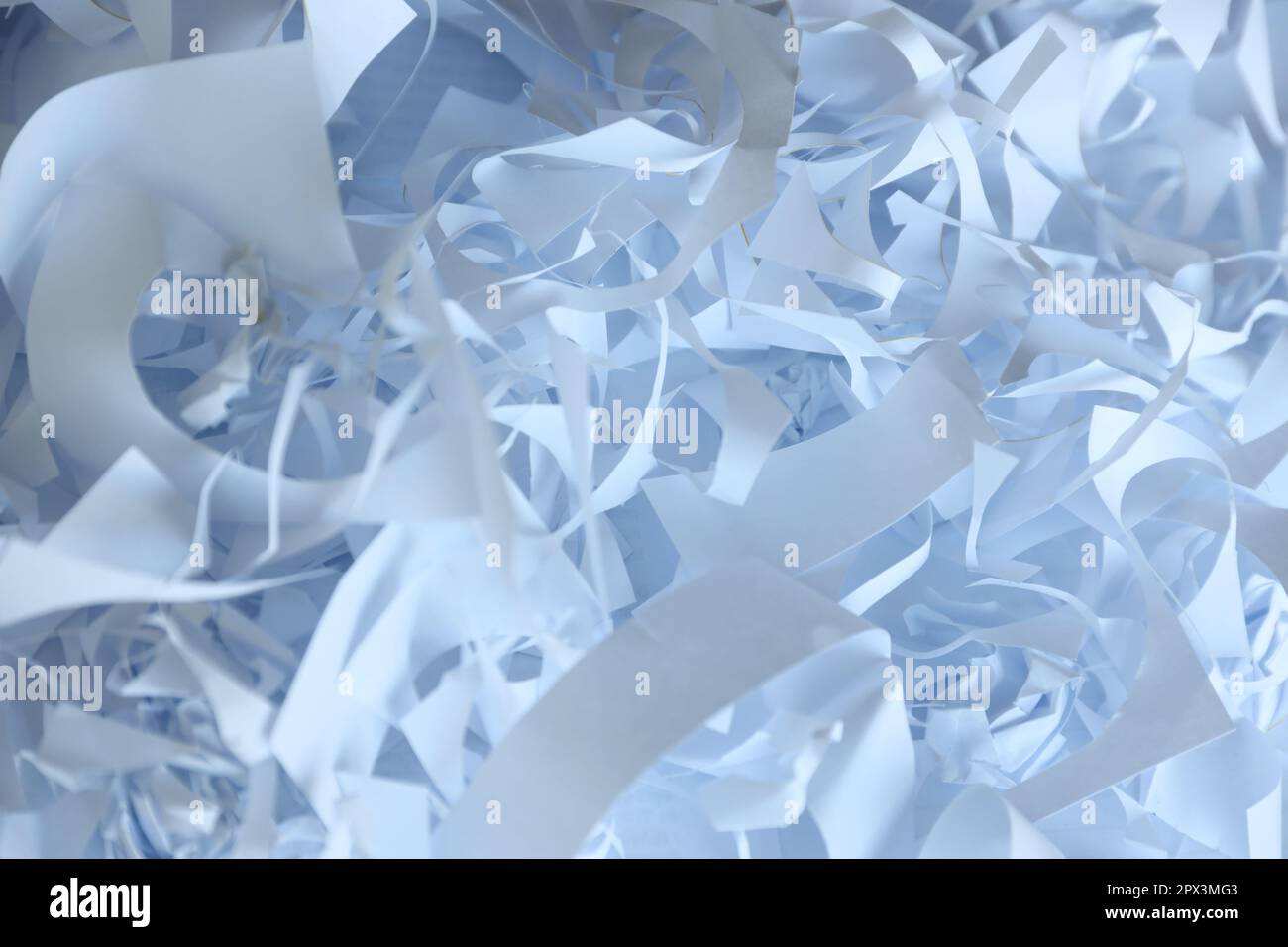 Shredded paper texture background, top view of many white paper strips ...