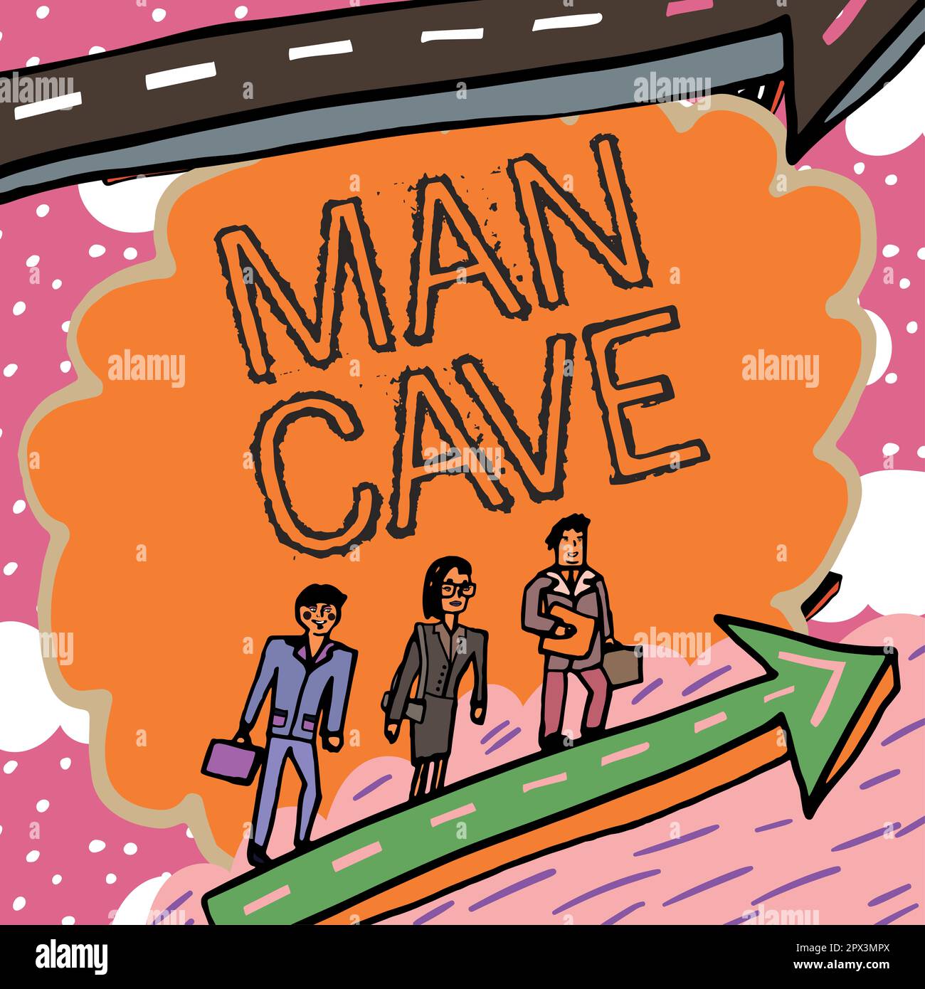 Conceptual display Man Cave, Business idea a room, space or area of a ...