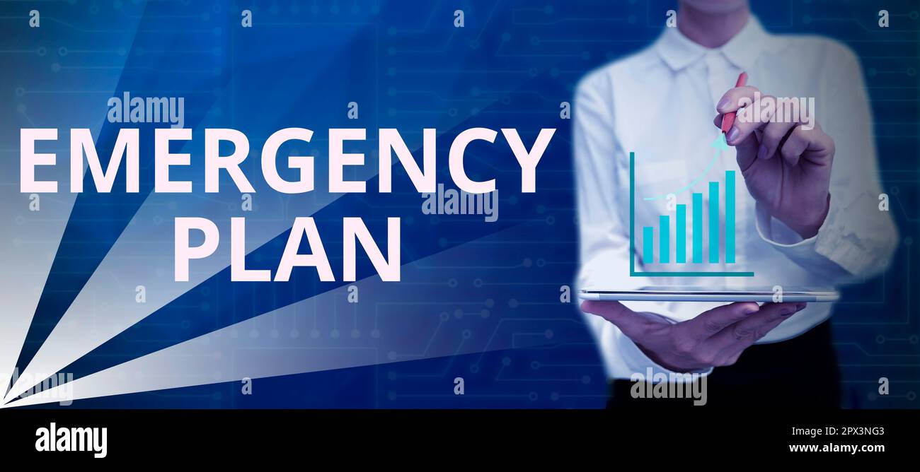 Sign displaying Emergency Plan, Business concept Procedures for ...