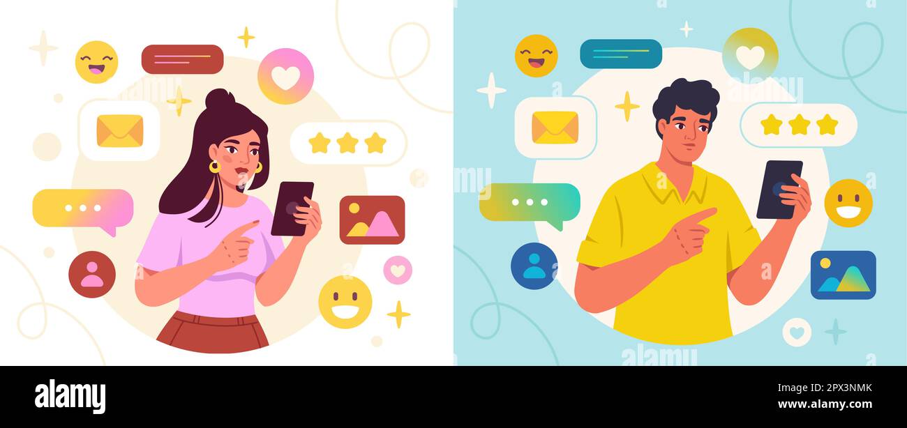 Technology concept joyful man Stock Vector Images - Alamy