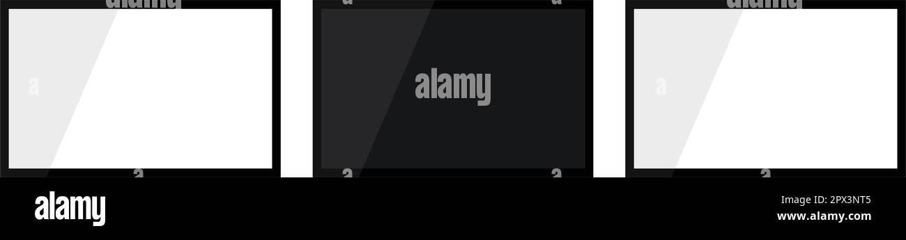 Realistic TV screen. Modern stylish group of LCD panel, Led type. Large ...