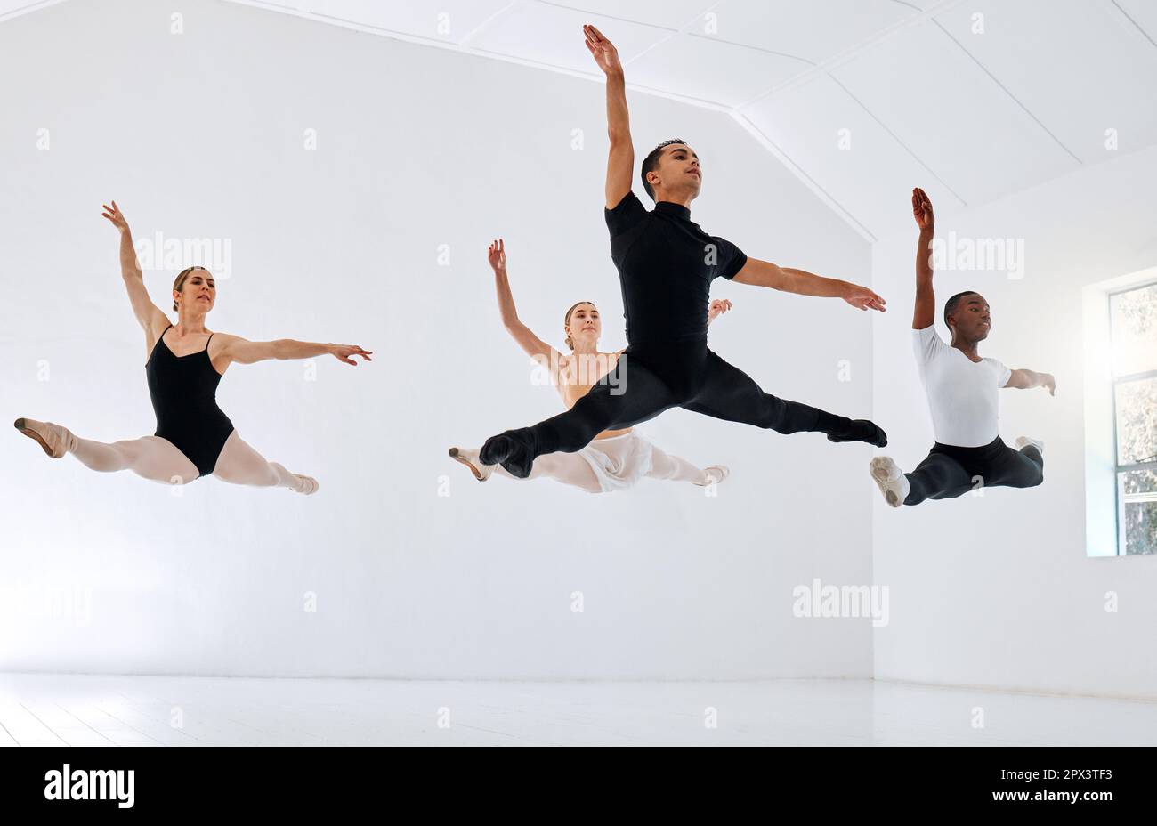 A dance group is many people moving as one. Full length shot of a ...