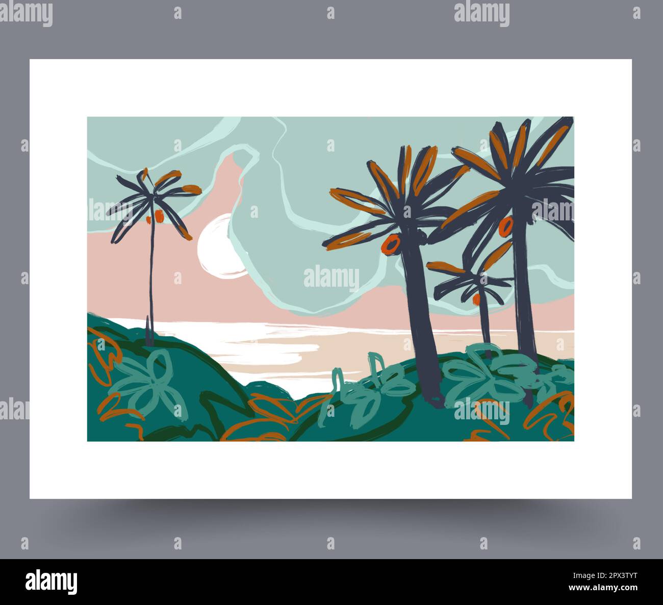 Landscape jungle tropical lake wall art print Stock Vector Image & Art ...