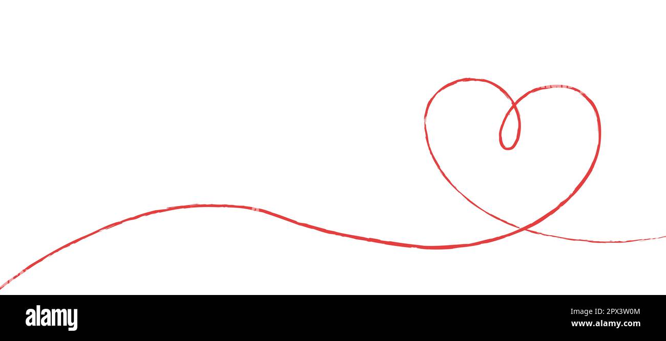 Hand sketch drawing red line heart, Love doodle isolated on white ...