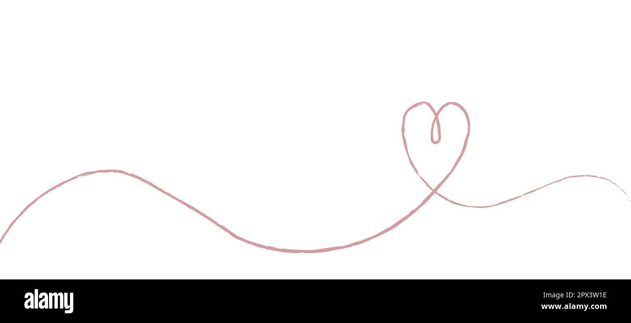 Hand Sketch Drawing Pink Line Heart Love Doodle Isolated On White