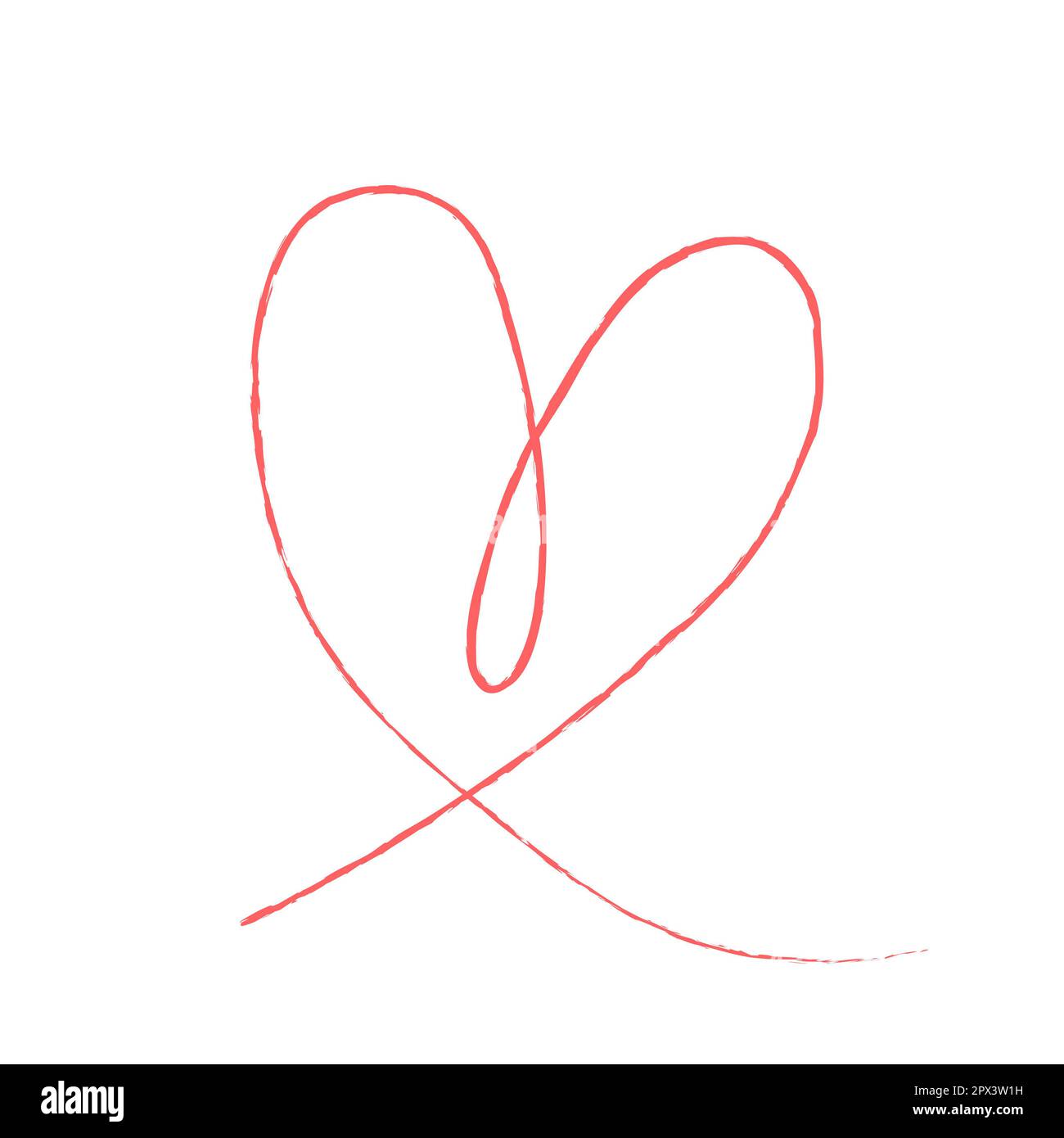 Hand sketch drawing red line heart, Love doodle isolated on white ...