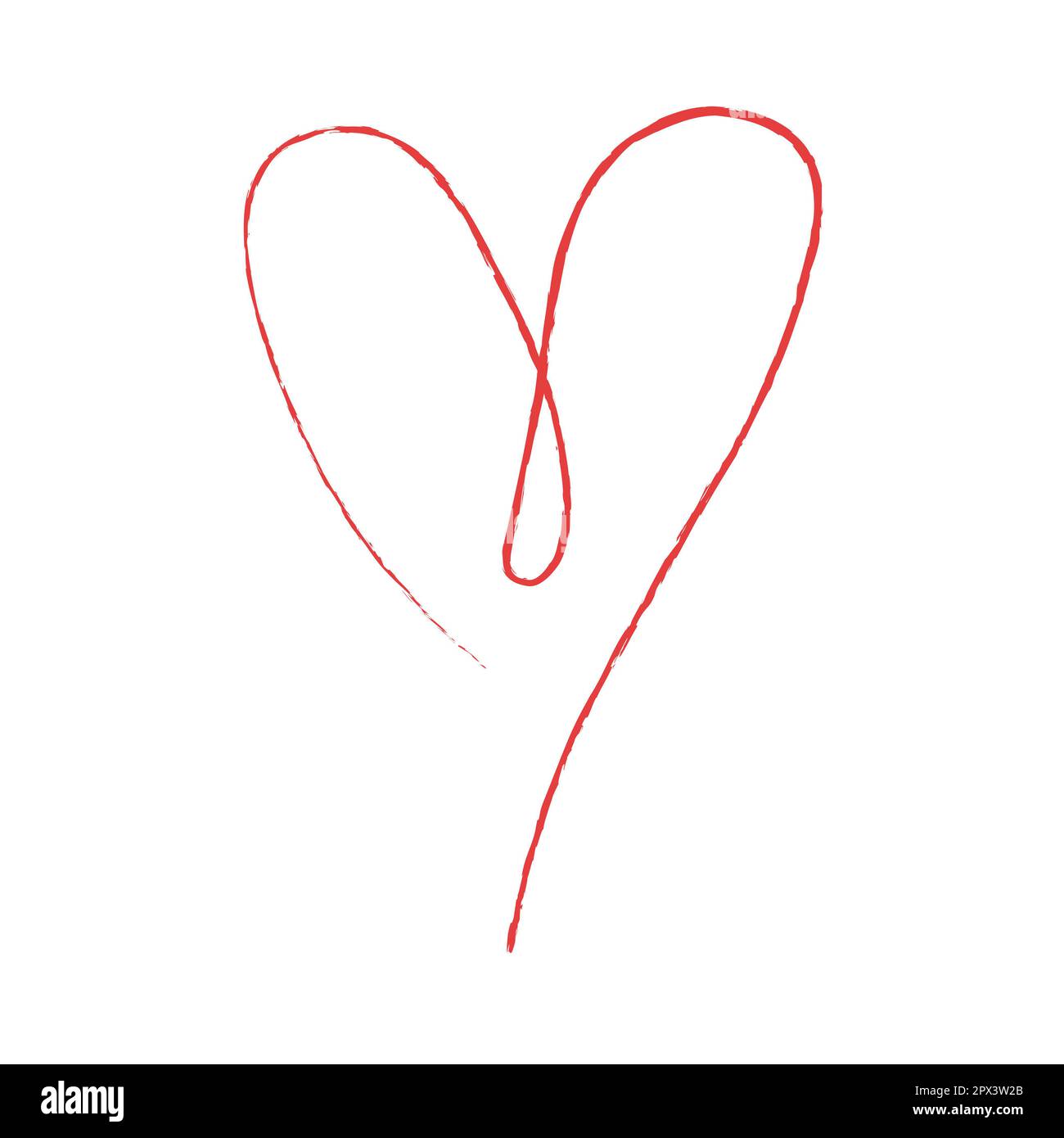 Hand sketch drawing red line heart, Love doodle isolated on white ...