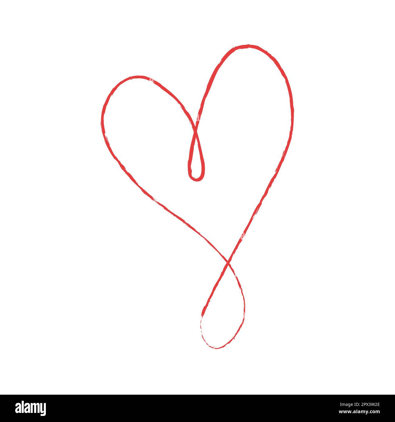 Hand sketch drawing red line heart, Love doodle isolated on white ...