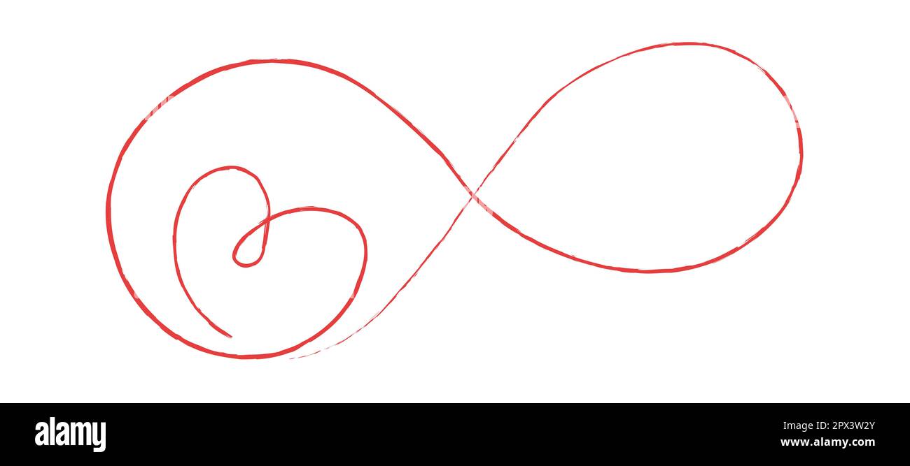 Pink thin lines two hearts love infinity symbol on white background ...