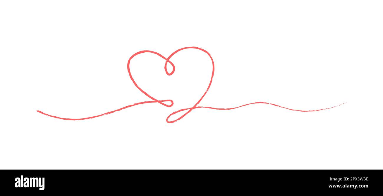 Hand sketch drawing red line heart, Love doodle isolated on white ...