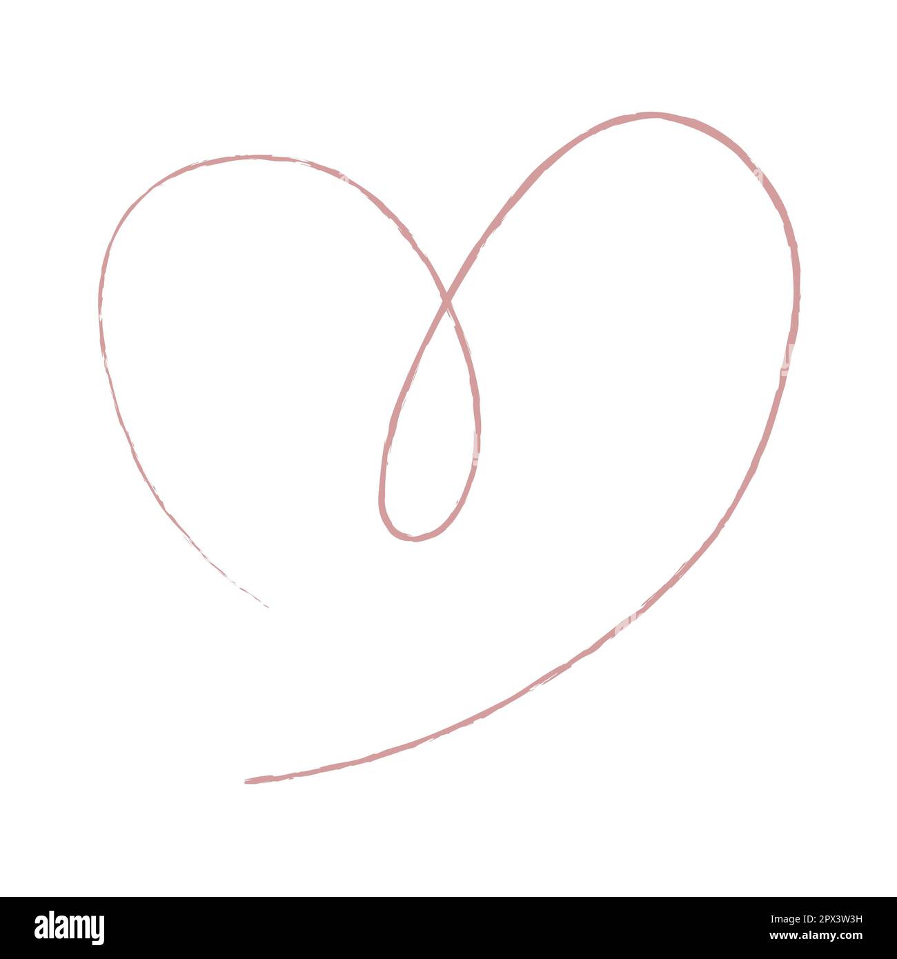 Hand Sketch Drawing Pink Line Heart Love Doodle Isolated On White