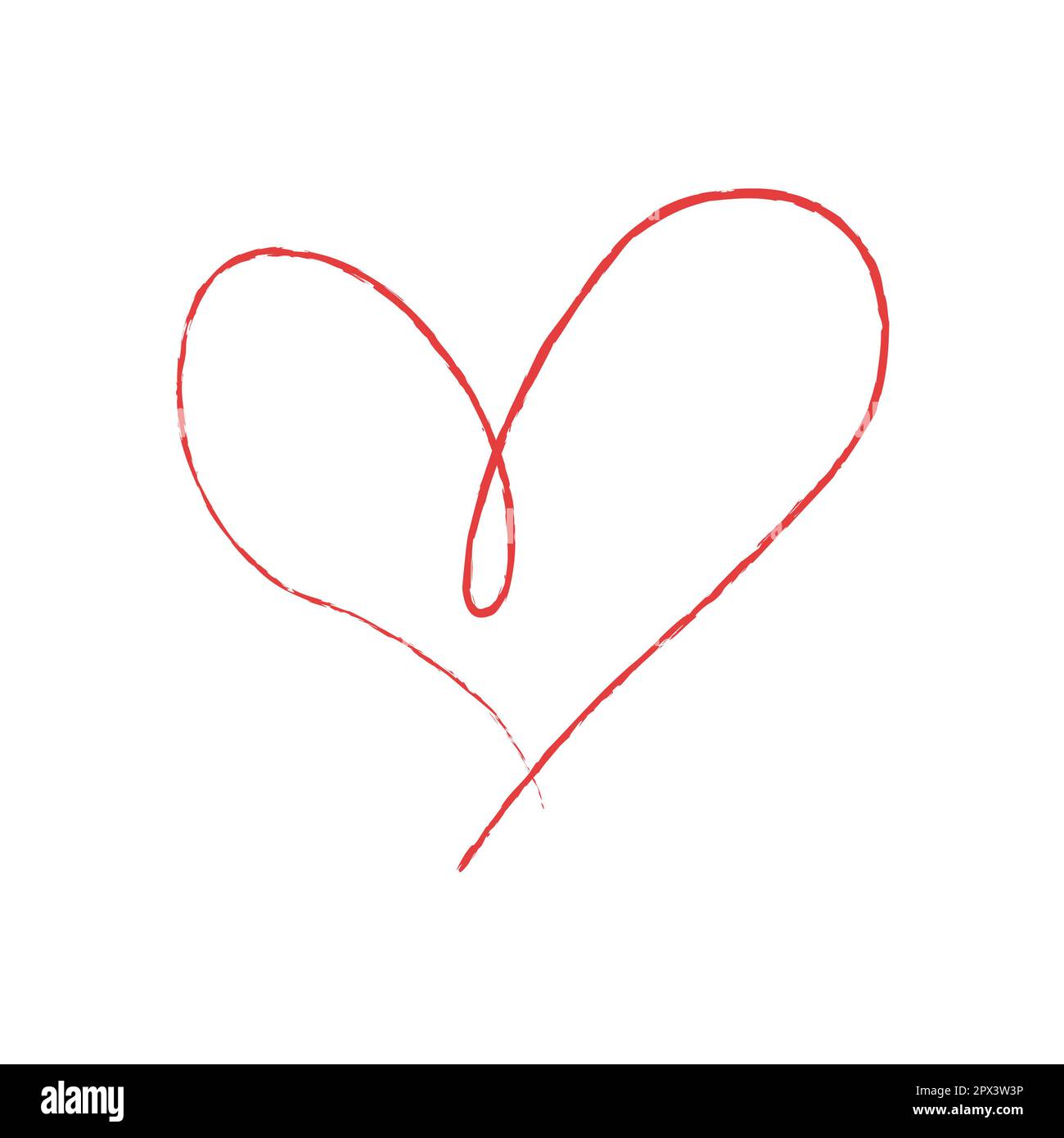 Hand sketch drawing red line heart, Love doodle isolated on white ...
