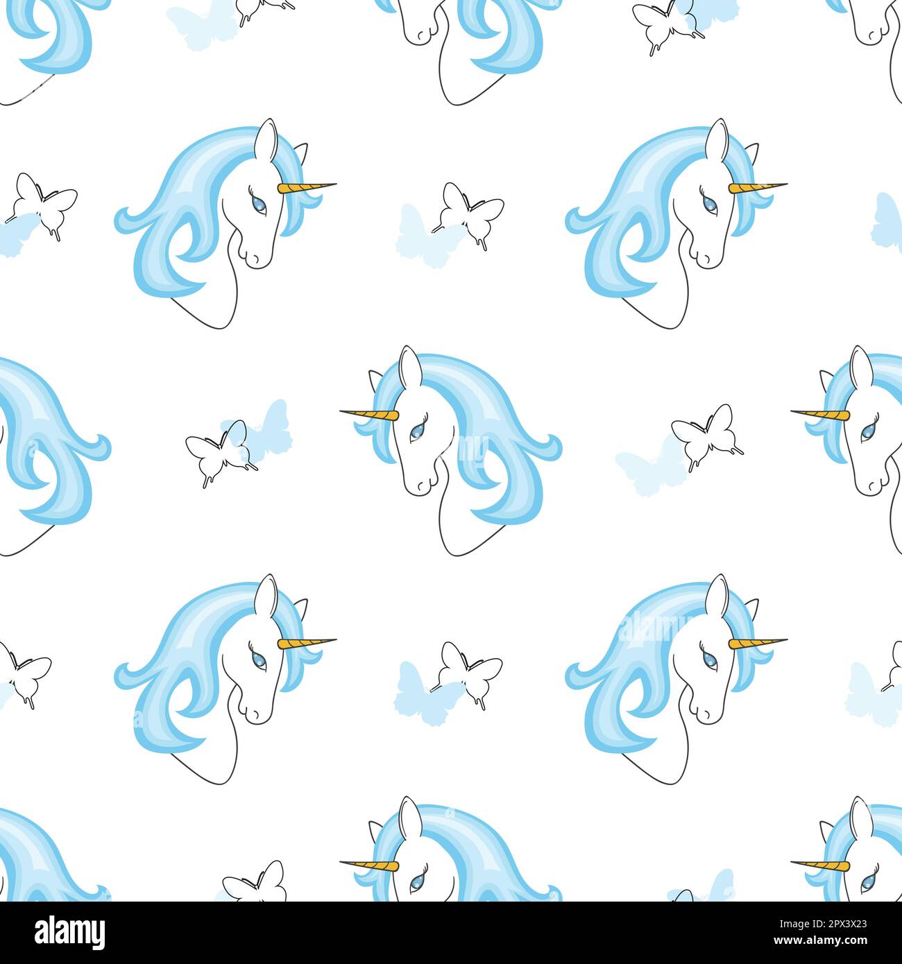 Seamless cute unicorns pattern. Vector magic illustration for kids ...