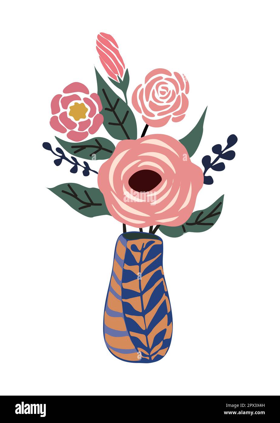 Gorgeous blooming flowers in vase vector isolated Stock Vector Image ...