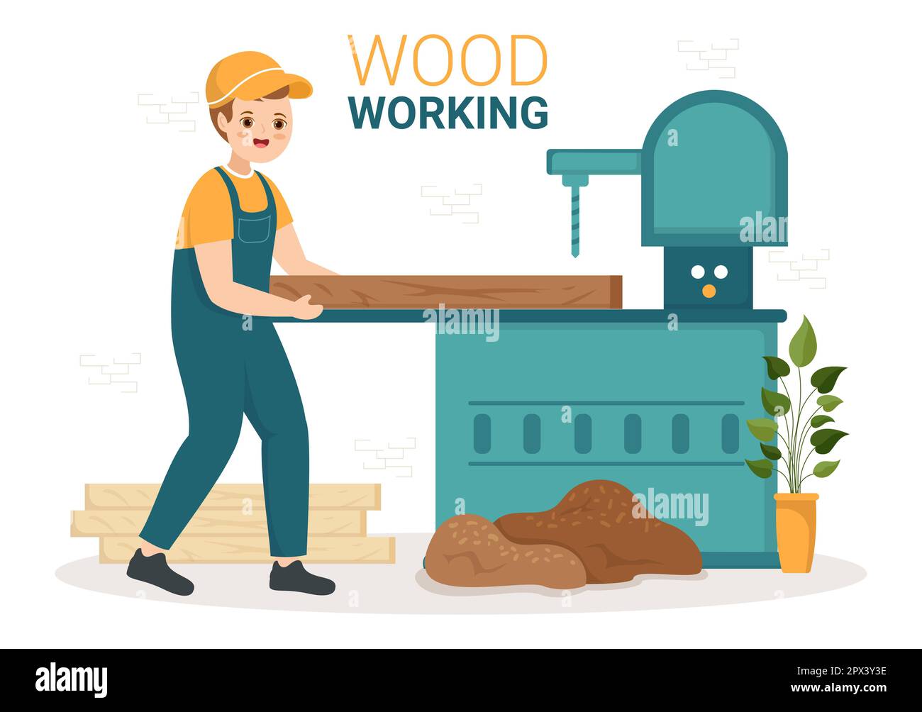 Woodworking with Wood Cutting by Modern Craftsman and Worker using ...