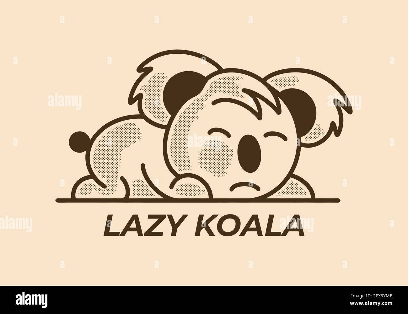 Vintage illustration drawing of lazy baby koala Stock Vector Image ...