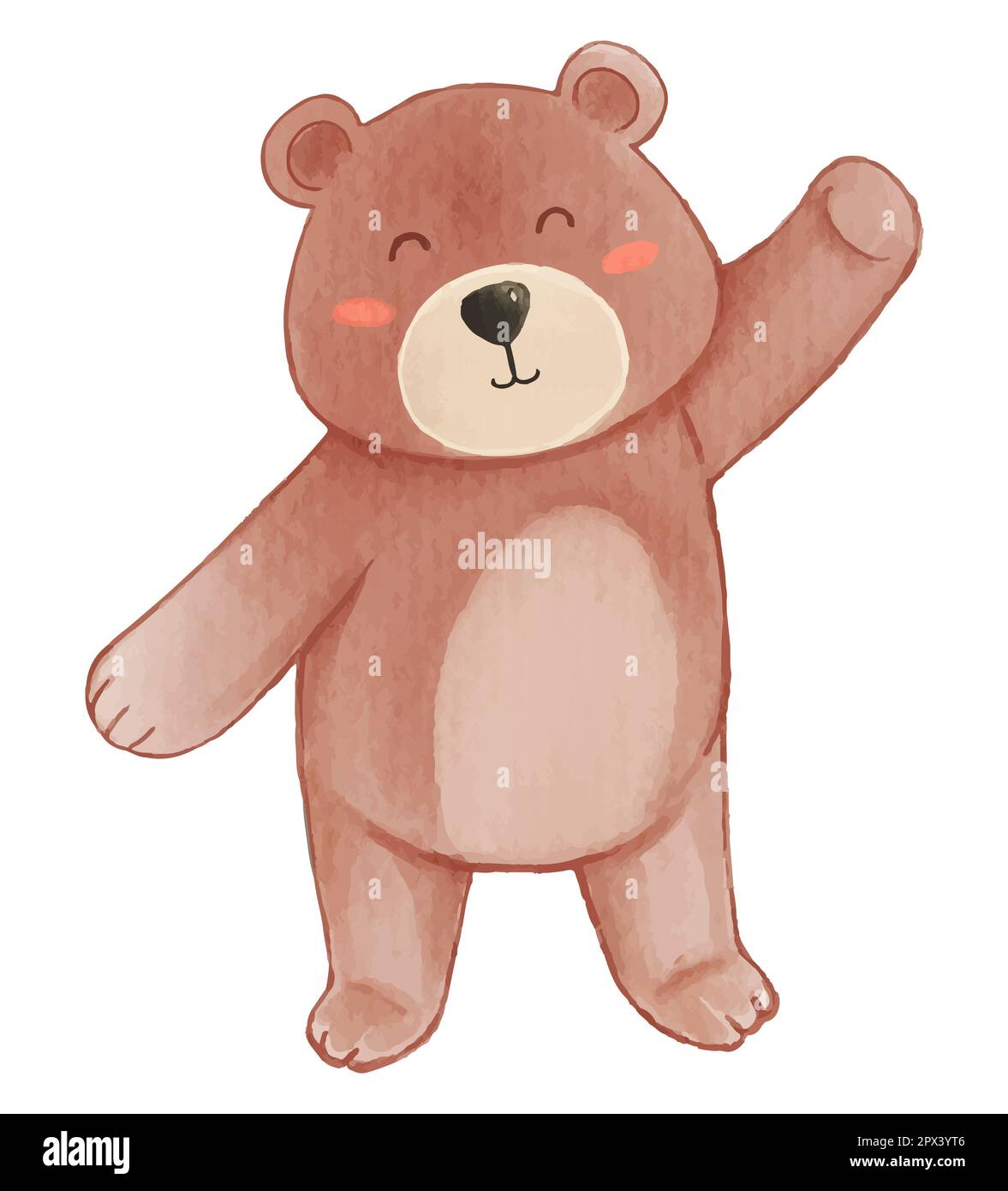 Bear . Watercolor paint design . Cute animal cartoon character . Raise ...