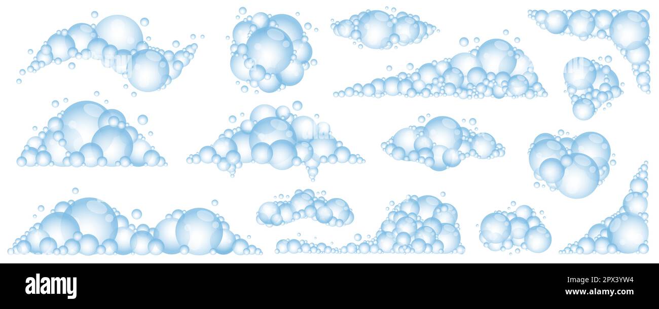 Soap foam bubbles. Cartoon bath suds of shampoo. Vector illustration ...
