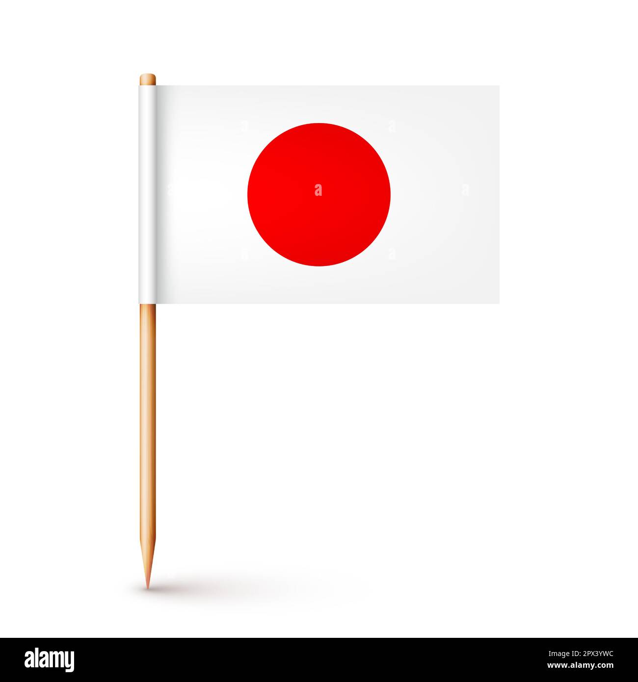 Realistic Japanese toothpick flag. Souvenir from Japan. Wooden ...