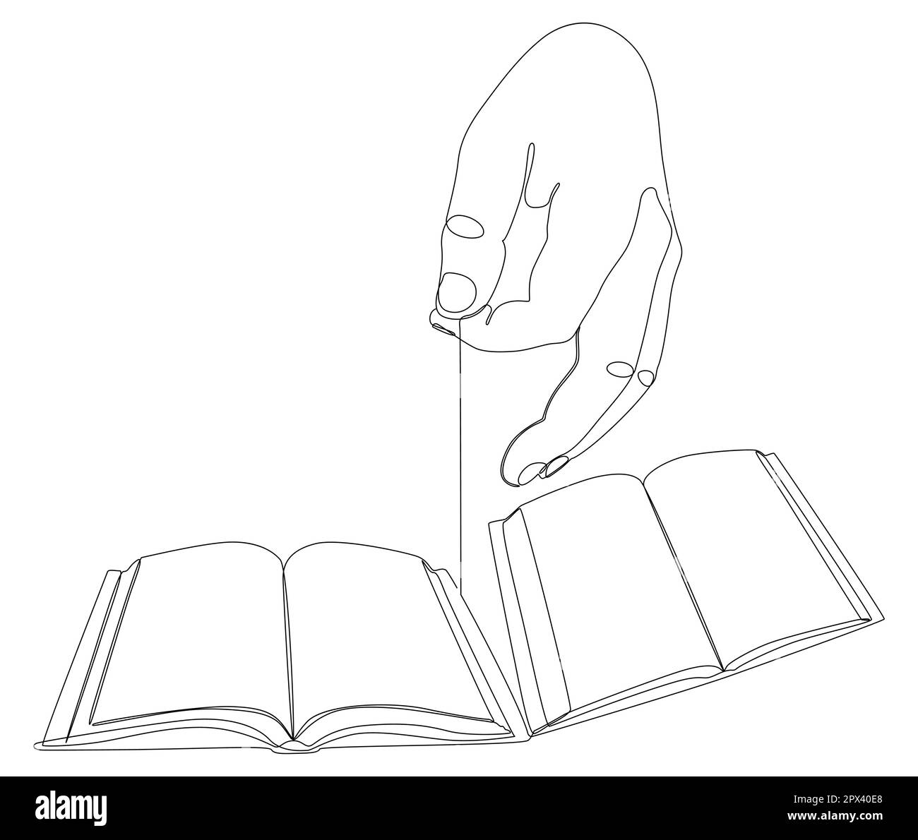 One continuous line of hand with multiple Books. Thin Line Illustration ... One continuous line of hand with multiple Books. Thin Line Illustration ...