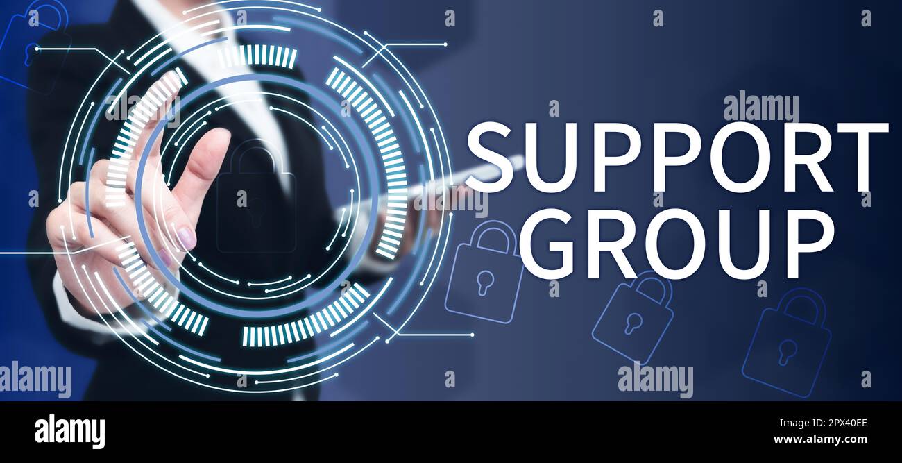 Text sign showing Support Group, Concept meaning number of people ...