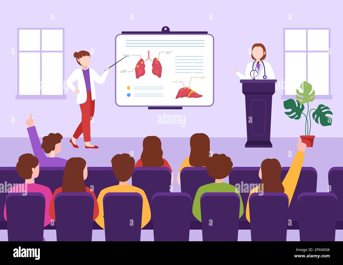 Medical School with Students Listening to Doctor Lecture and Learning ...