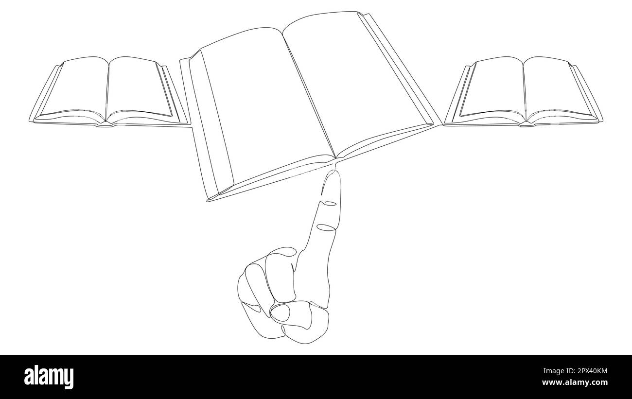 One continuous line of hand with multiple Books. Thin Line Illustration ... One continuous line of hand with multiple Books. Thin Line Illustration ...