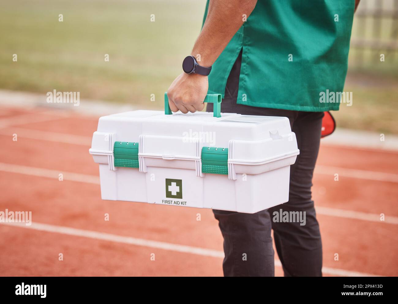 Hes ready for any emergency. Rearview shot of an unrecognizable male ...
