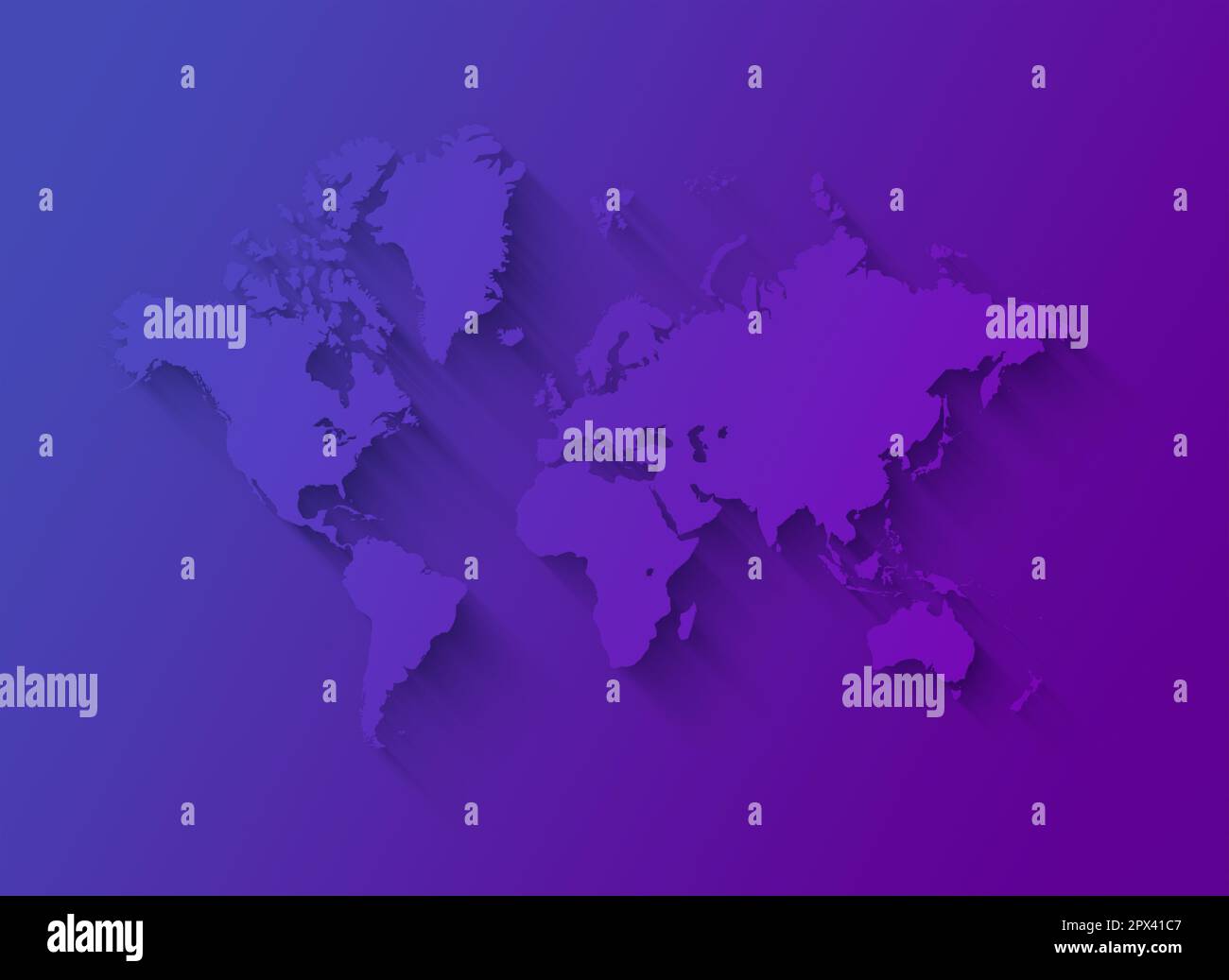 World map illustration isolated on a purple background Stock Photo - Alamy