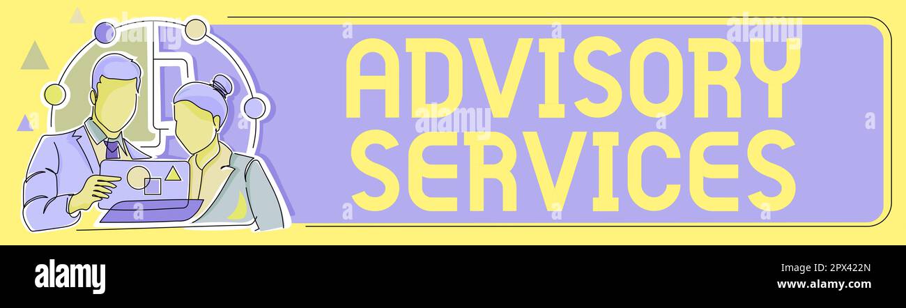 Conceptual caption Advisory Services, Business overview Support actions and overcome weaknesses ...