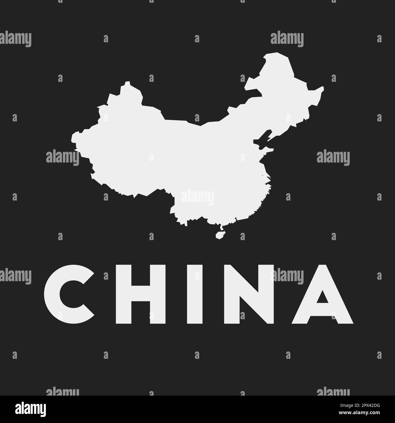 China Icon Country Map On Dark Background Stylish China Map With
