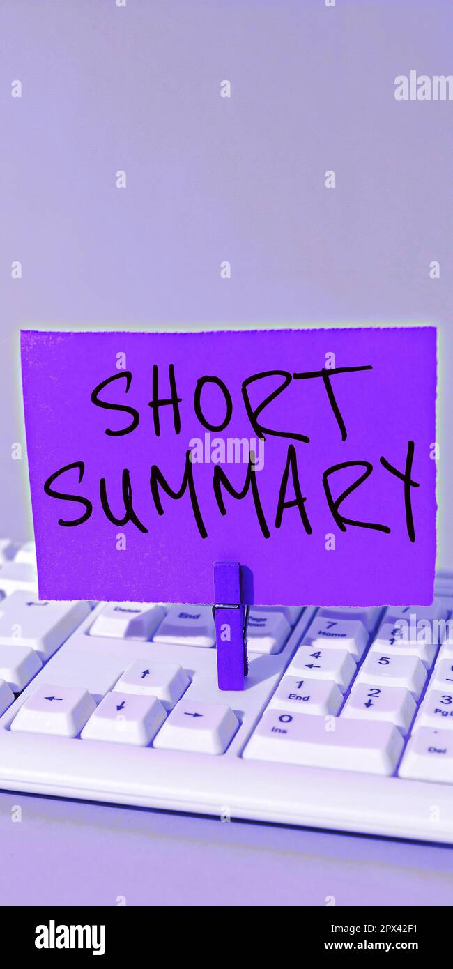 Handwriting text Short Summary, Business concept Brief statement of ...