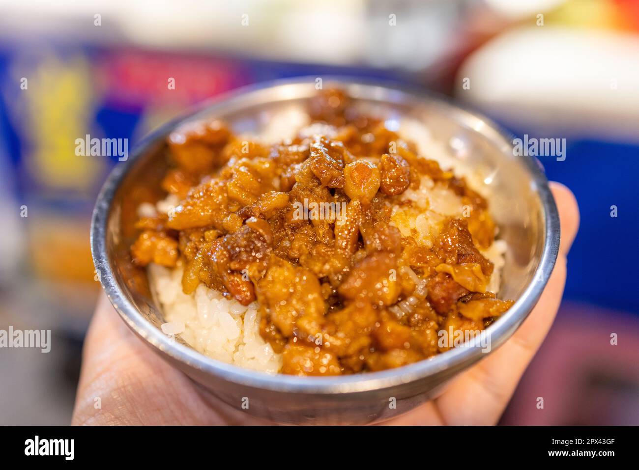 Taiwanese local street food minced pork rice Stock Photo - Alamy