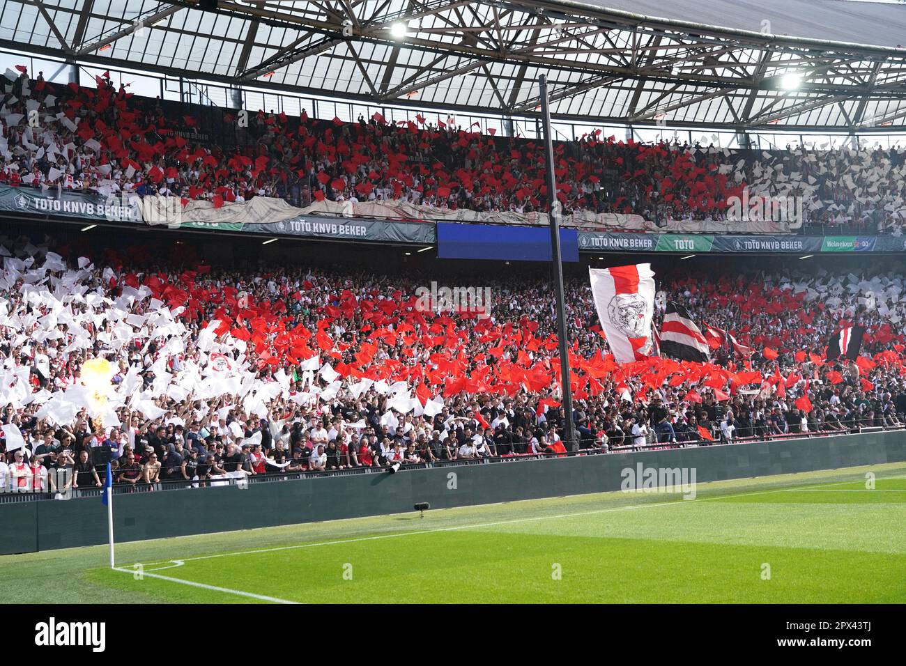 Supporters of Ajax at the start of the Dutch TOTO KNVB Cup final match ...