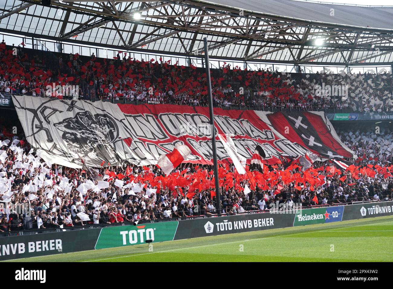 Supporters of Ajax at the start of the Dutch TOTO KNVB Cup final match ...