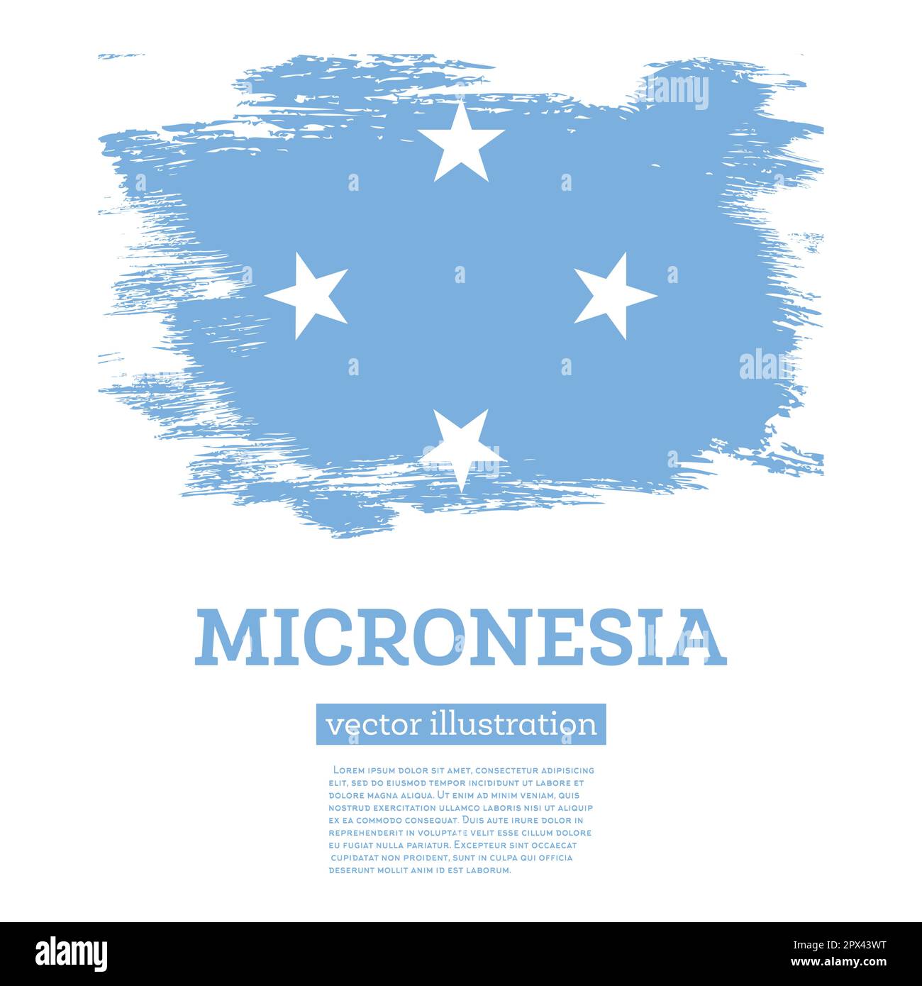 Federated States of Micronesia Flag with Brush Strokes. Vector ...