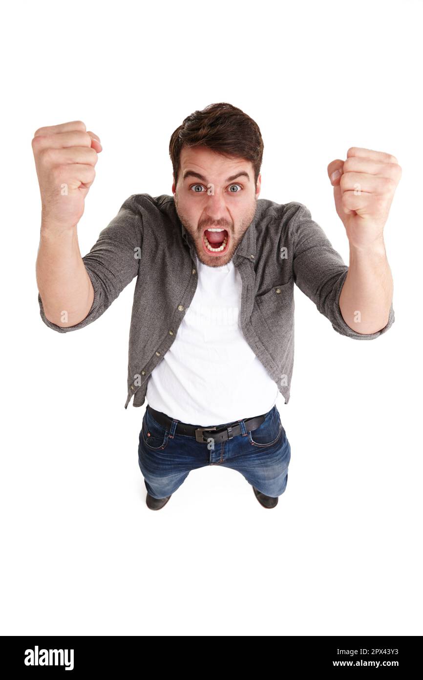 Angry man shaking fists in hi-res stock photography and images - Alamy
